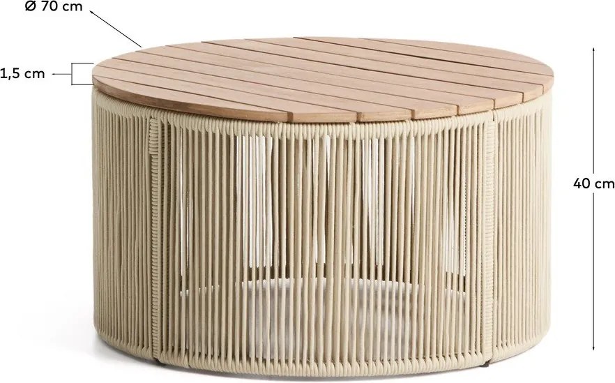 Kulatý zahradní konferenční stolek s deskou z akácie ø 70 cm Dandara – Kave Home