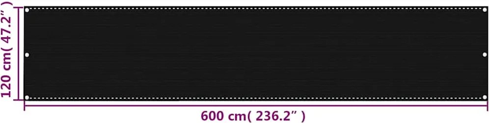 Balkonová zástěna černá 120 x 600 cm HDPE 311039
