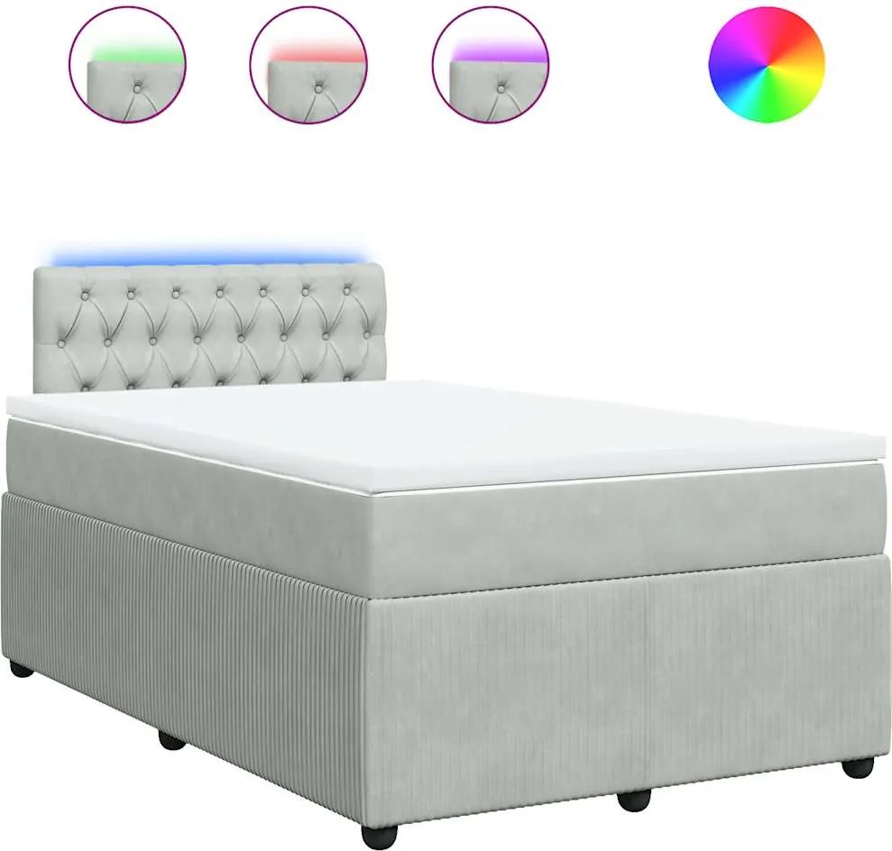 Box spring postel s matrací světle šedá 120x190 cm samet 3289992
