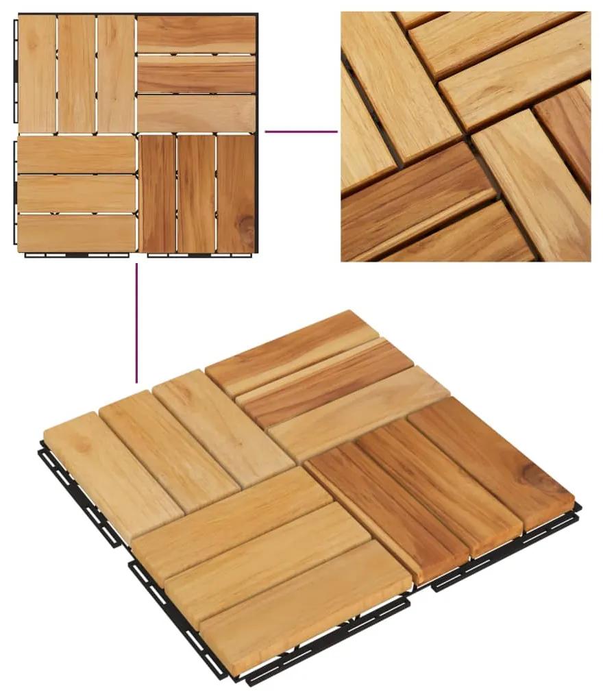 Terasové dlaždice 10 ks 30x30 cm masivní teakové dřevo,  319982