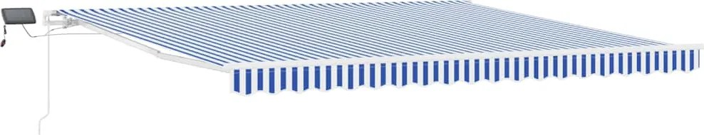 Stahovací markýza Modrá a bílá 500 × 300 cm Polyester a hliník 3081612