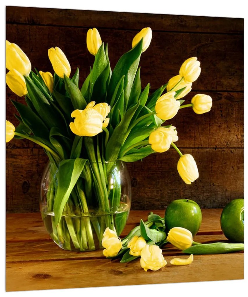Obraz žlutých tulipánů ve váze (30x30 cm)