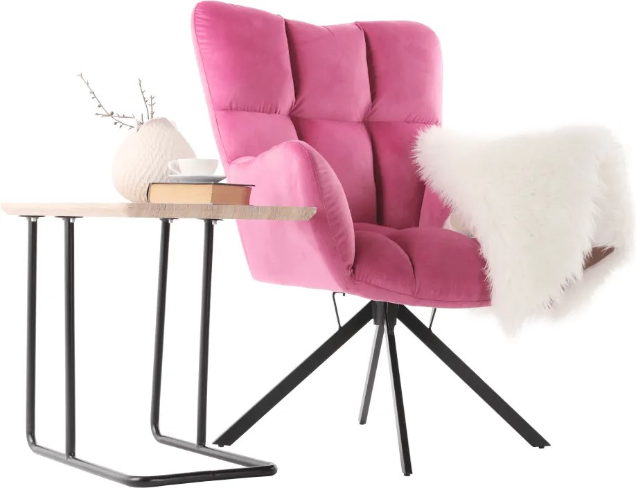 Designové otočné křeslo, růžová Velvet látka / černá, KOMODO
