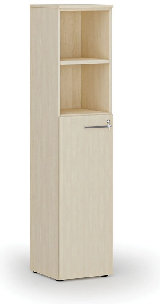 Kombinovaná kancelářská skříň PRIMO WOOD, dveře na 3 patra, 400 x 420 x 1781 mm, bříza