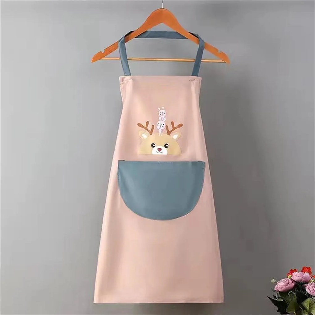 Bavlissimo Kuchyňská voděodolná zástěra 72 x 68 cm s potiskem zvířátek barva a vzor: Růžová