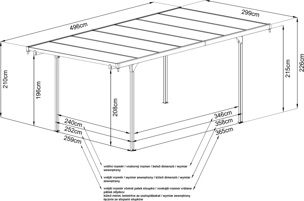 LANIT PLAST, s.r.o. hliníková pergola LANITPLAST ALU 53 antracit + bronz PC LG4121