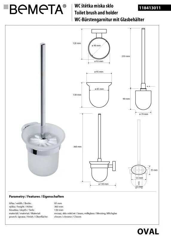 Bemeta Design OVAL: WC štětka -