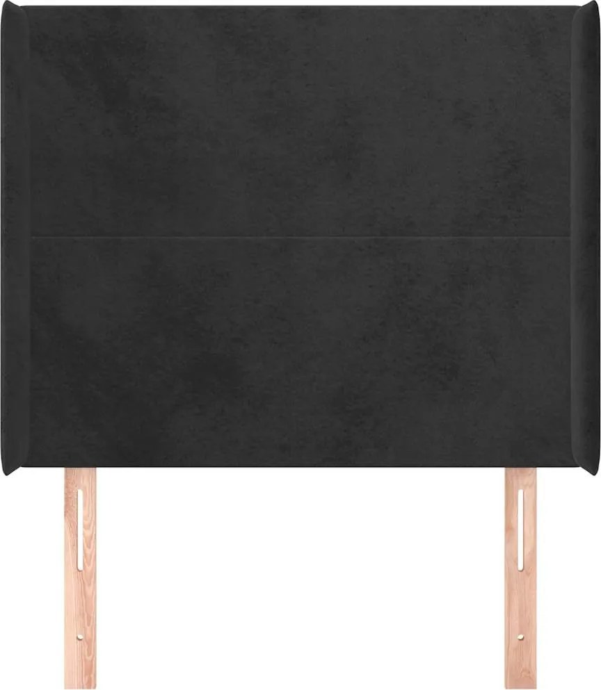 Čelo postele typu ušák černé 103x16x118/128 cm samet 3119344