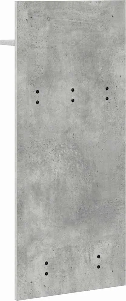věšák, nástěnný, 1 prkno, polička, háčky, kompozitní dřevo, 90x40x10 cm, beton šedá, Dekorino TK20260010