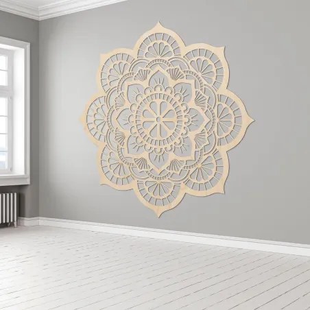 Dřevěná dekorace na zeď mandala symbolika lotosový květ I SENTOP PR0204