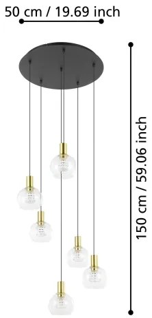 Eglo 390279 -LED Stmívatelný lustr na lanku TERQUE 6xLED/5,4W/230V 3000K pr.54cm