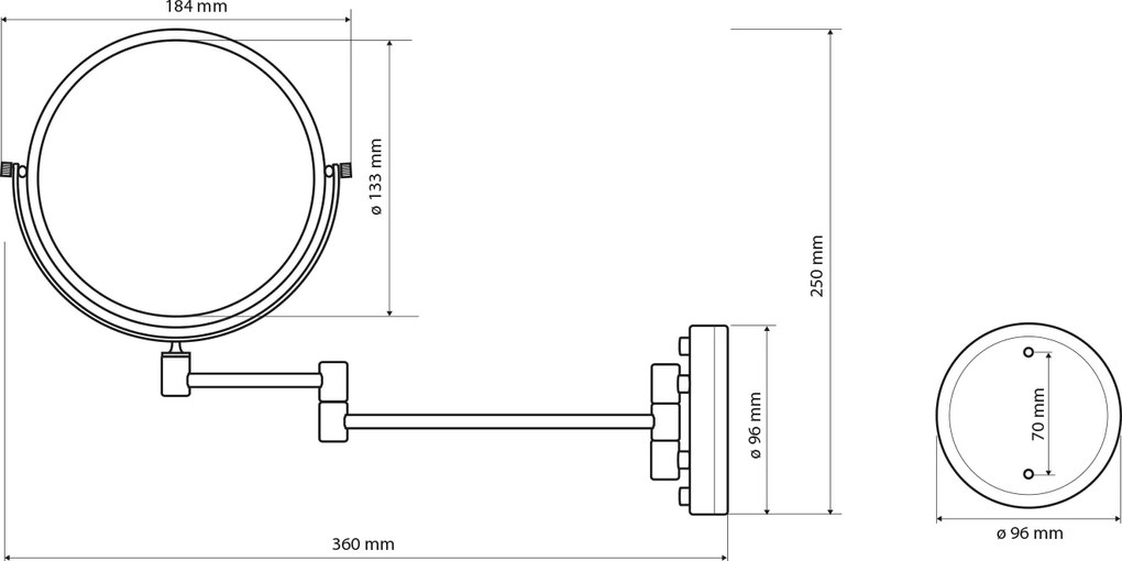 Sapho Sapho, Závěsné kosmetické zrcadlo, průměr 140mm, oboustranné, chrom, XP012CH