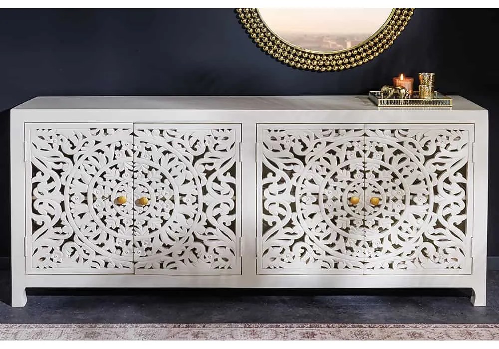 Massive home | Ručně vyráběný příborník MARRAKESCH 170cm bílé mangové dřevo