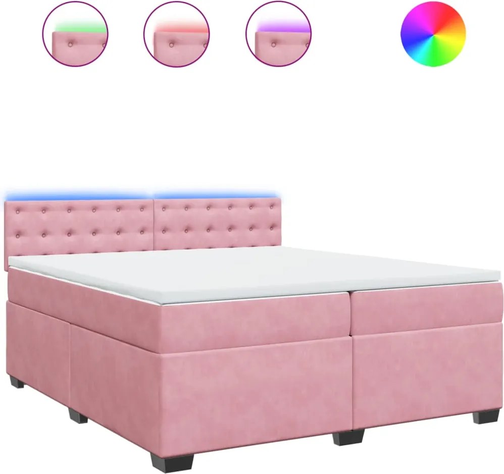 Box spring postel s matrací růžová 200x200 cm samet 3288719