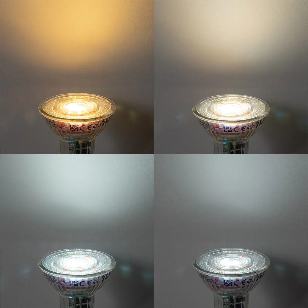 Sada 5 chytrých LED žárovek GU10 jasných RGBW 4,5W 350 lm 2700-6000K