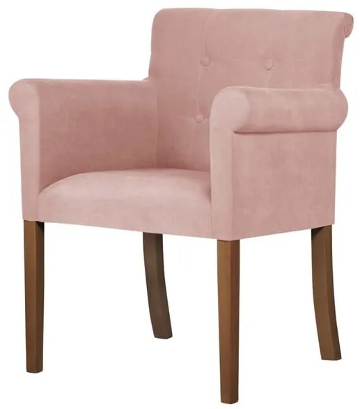Růžová židle s tmavě hnědými nohami z bukového dřeva Ted Lapidus Maison Flacon