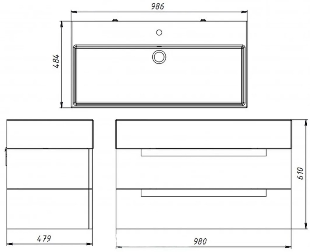 Lavedo Toscana White 100 koupelnová skříňka s umyvadlem