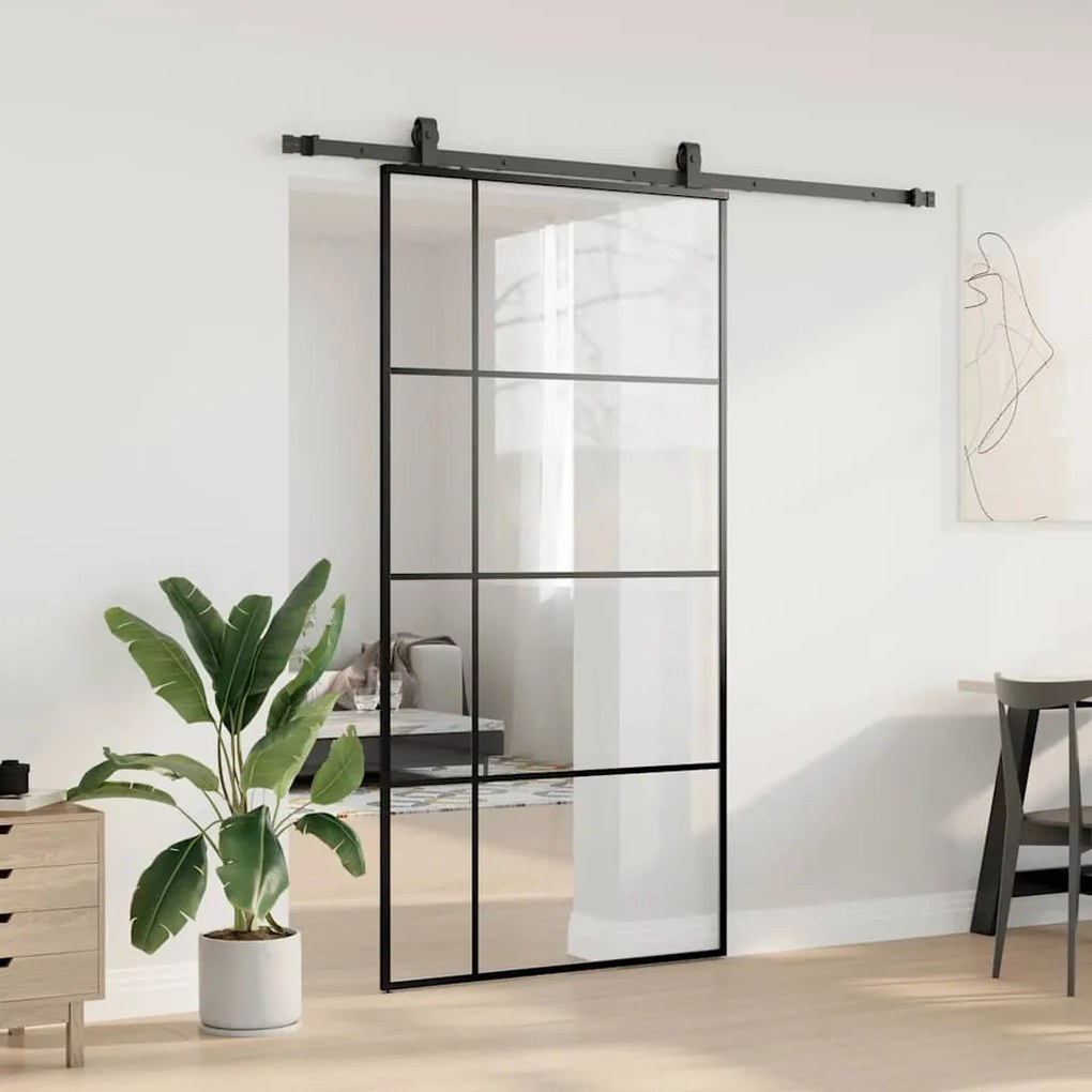 Posuvné dveře se sadou kování černé 102,5x205 cm ESG Glass 3375872