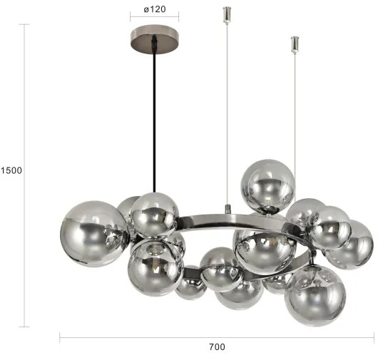 Brilagi - LED Lustr na lanku MILLA 15xG9/3W/230V černý chrom/kouřová