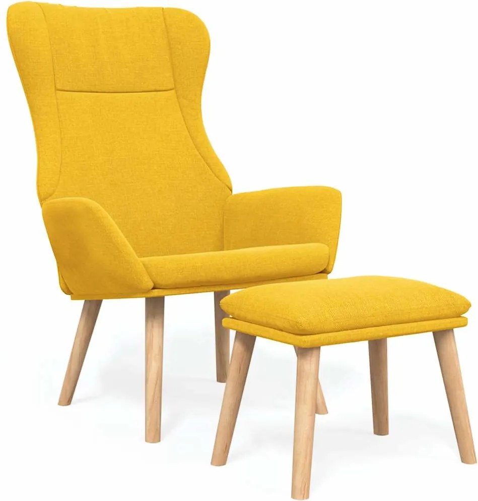 Relaxační křeslo s podnožkou hořčicově žluté textil 3097889