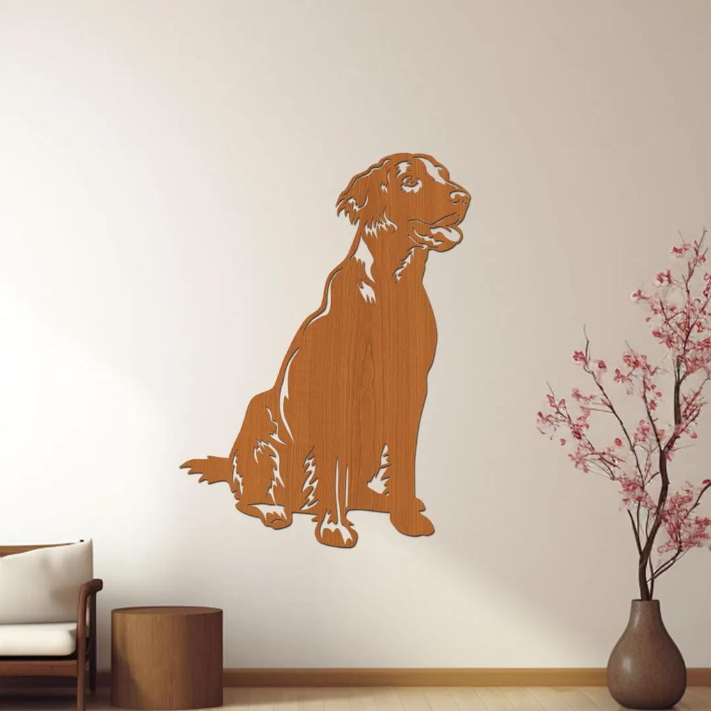 dřevo života Dřevěný obraz psa Flat coated retriever Rozměry (cm): 45x60, Barevný vzor: Světlý dub