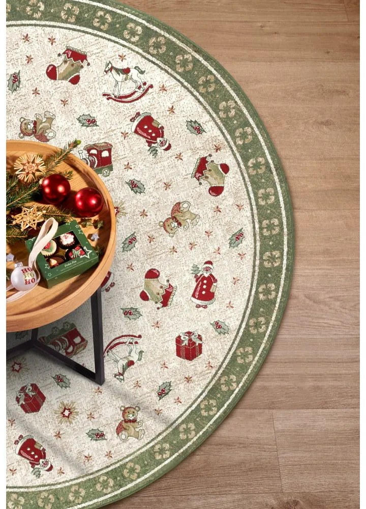 Zelený kulatý koberec s vánočním motivem s příměsí bavlny ø 160 cm Toy's Delight Green Christmas – Villeroy&amp;Boch