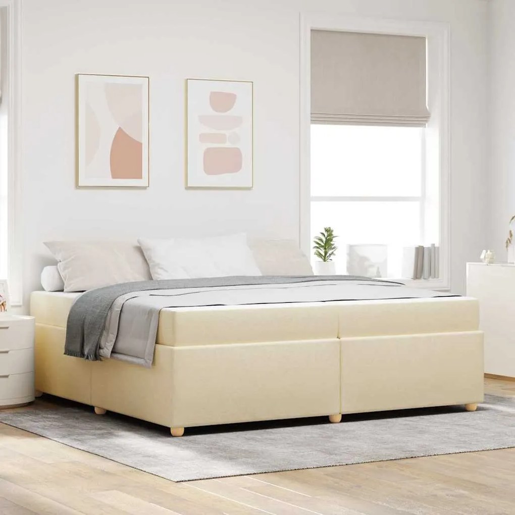 Rám postele s matrací Krémová 200 x 200 cm textil 3399382