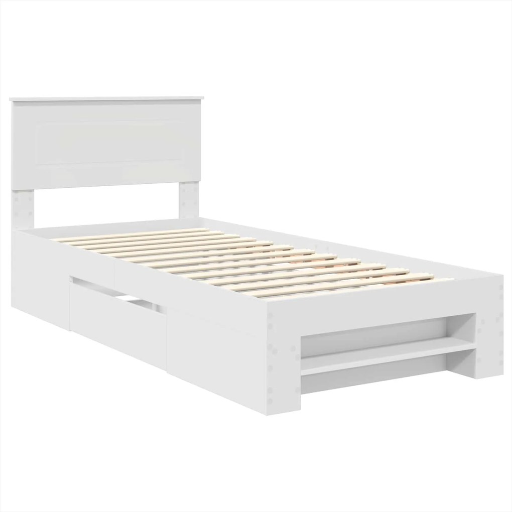 Rám postele s čelo Bílá 90 x 200 cm Kompozitní dřevo 3408802