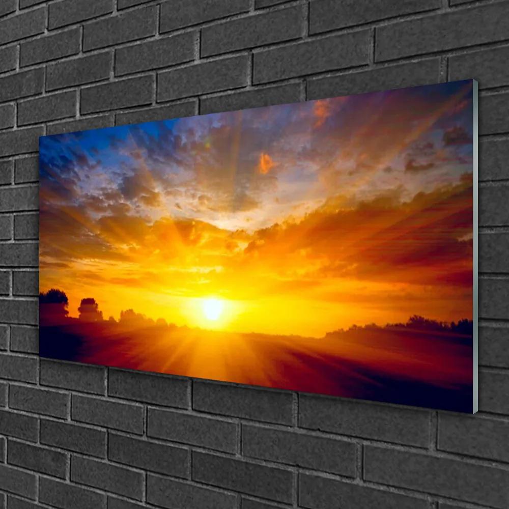 Obraz na skle Slunce Nebe Krajina 140x70 cm
