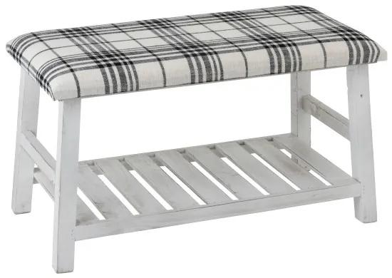 Bílá dřevěná lavice s textilním sedákem Matte - 80*40*44cm