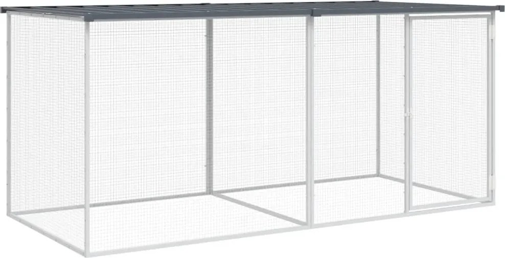 Klec pro kuřata se střechou antracitová 203 x 98 x 90 cm pozinkovaná ocel 3189049