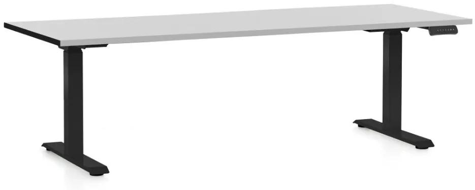 Výškově nastavitelný stůl OfficeTech D, 200 x 80 cm - černá podnož Barva: Bílá