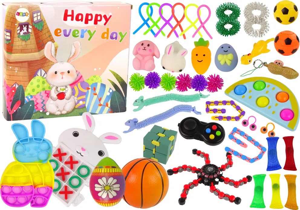 LEAN Toys Sada velikonočních hraček Fidget Toys Pop It Squishy na odbourání stresu, 42 dílů