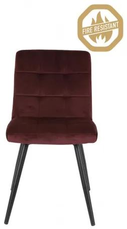 Jídelní židle OLIVE FR 50,5x44,5x82 cm samet vínová + černé nohy Light@Living 6752317FR