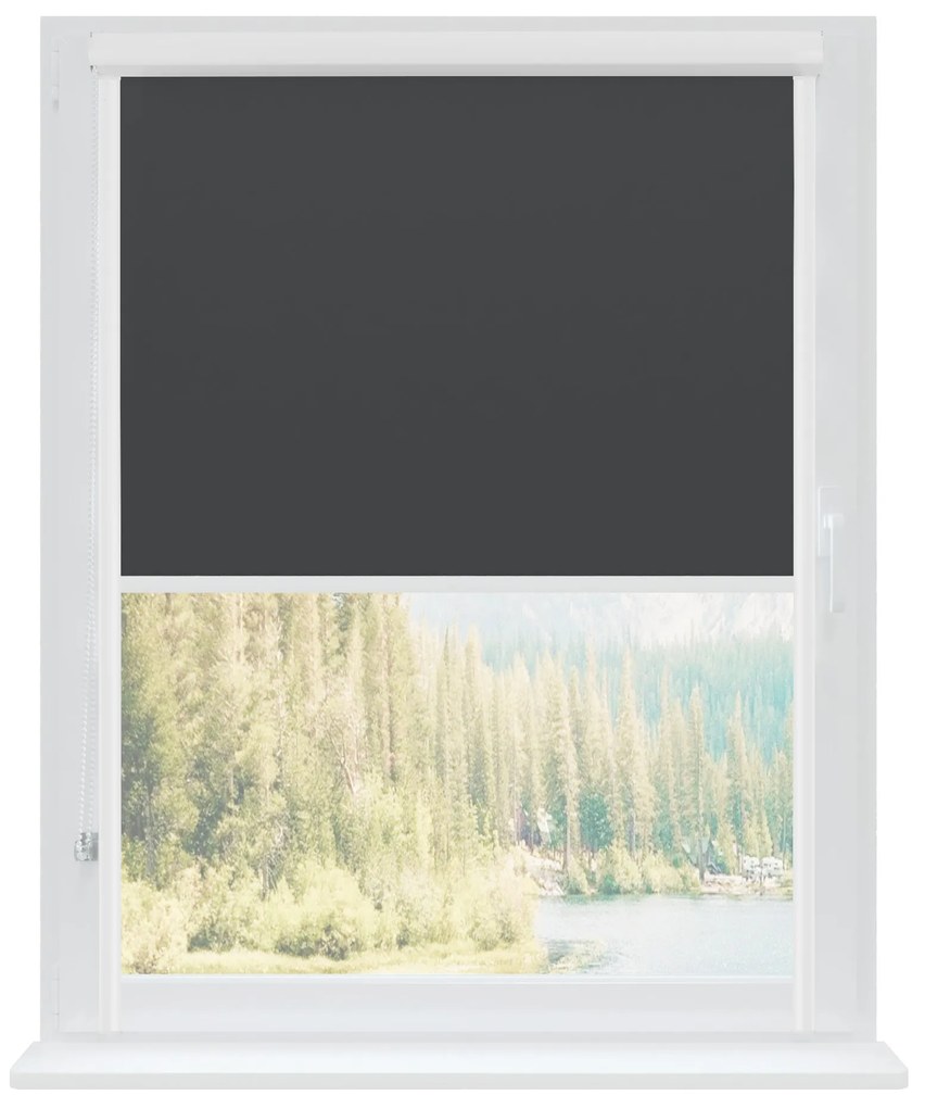 Dekodum Termoizolační roleta v bílé kazetě, barva látky Graphite Silver Šířka (cm): 40, Výška (cm): Balkonová (do 200 cm), Strana mechanismu: Levá