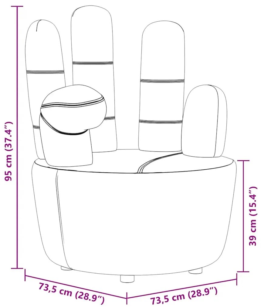 vidaXL Marketos Křeslo ve tvaru ruky šedé samet