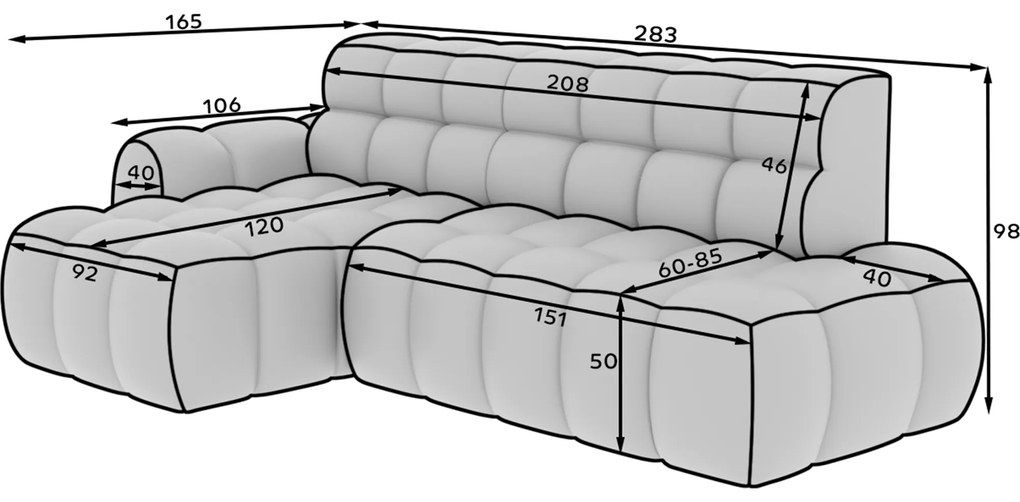 Eltap Rohová sedací souprava Ceedro Materiál a barva potahu: Royal 04 - šedá, Orientace: levá