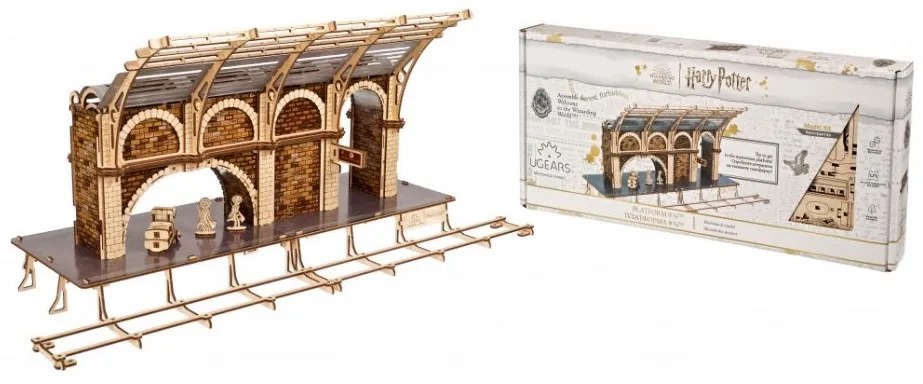 Ugears 3D dřevěné mechanické puzzle Harry Potter - vlakové nástupiště