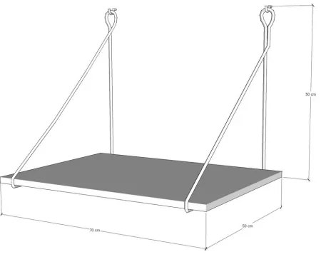Nástěnný pracovní stůl TUNA 50x70 cm hnědá/černá