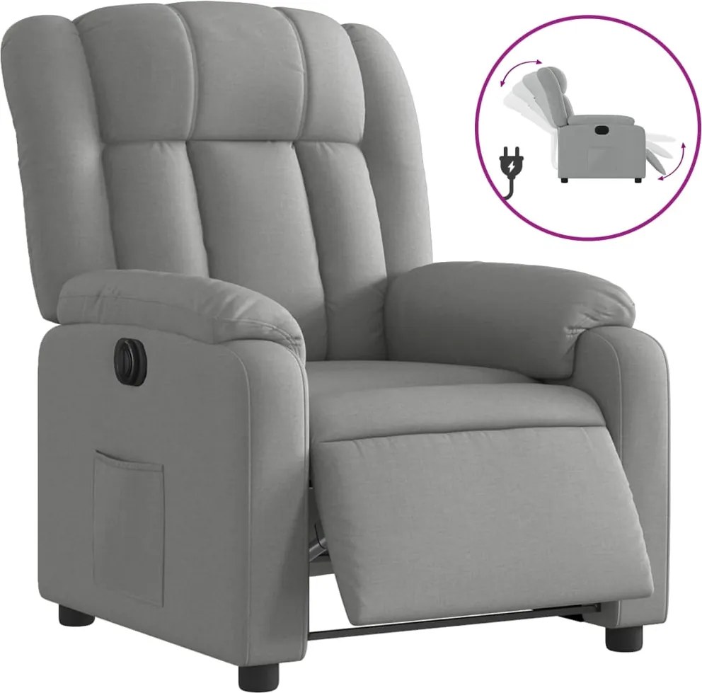 Elektrické polohovací křeslo světle šedé textil 3205292