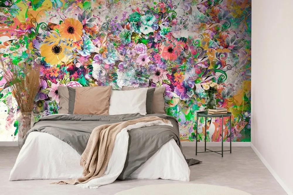 Samolepící tapeta pestrobarevné květiny - 150x100 cm