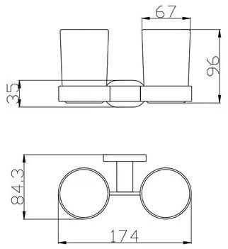 RAV Slezák Dvojitý skleněný držák kartáčků, chrom/bílá YUA0202CB
