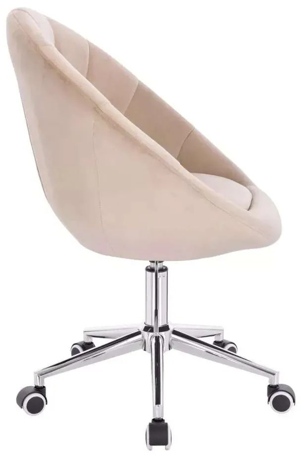 LuxuryForm DESIGN Otočné křeslo VERA VELUR na stříbrné podstavě s kolečky - latte