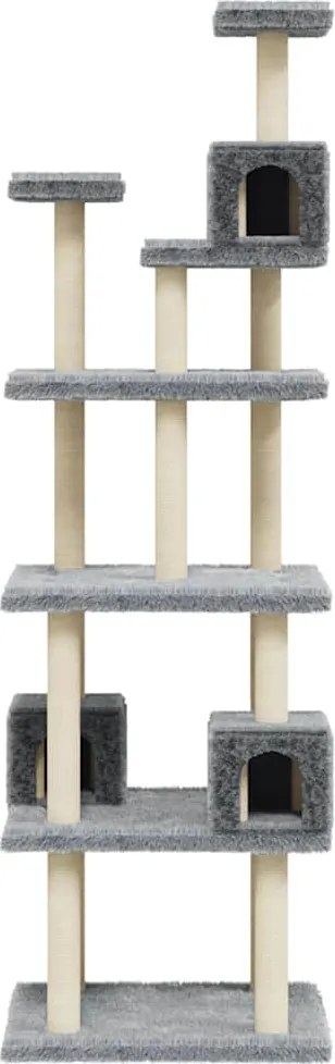 Škrabadlo pro kočky se sisalovými sloupky světle šedé 188 cm 171489