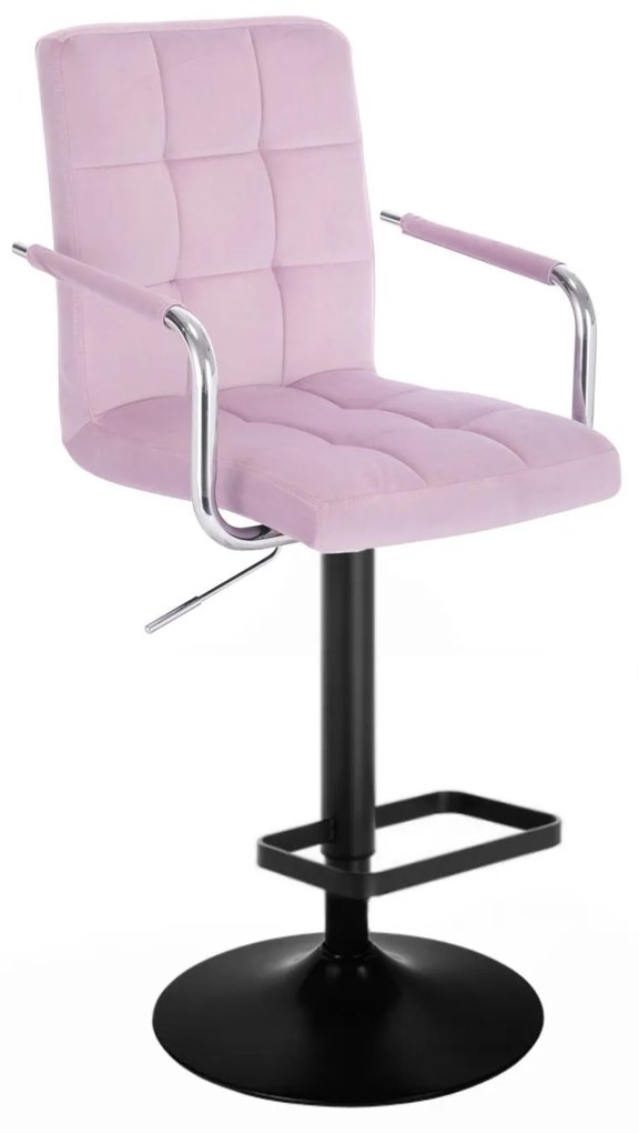 LuxuryForm DESIGN Barová židle VERONA VELUR na černé kulaté podstavě - levandule