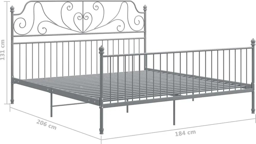 Rám postele šedý kov 180 x 200 cm 324858
