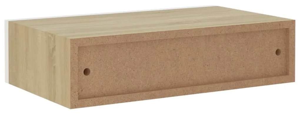 vidaXL Marketos Nástěnné police se zásuvkou 2 ks dub a bílé 40x23,5x10 cm MDF