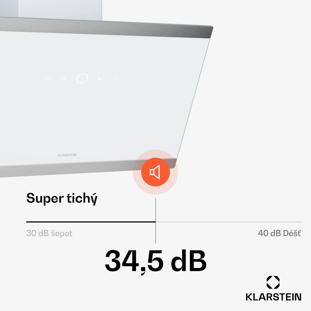 Klarstein FlashLine digestoř, A++, 524 m³/h, 3 úrovně, dotyková, tichá, LED, odsávání/recirkulace, 100 W