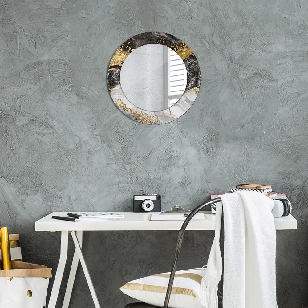 Kulaté dekorativní zrcadlo Mramor a zlato fi 50 cm