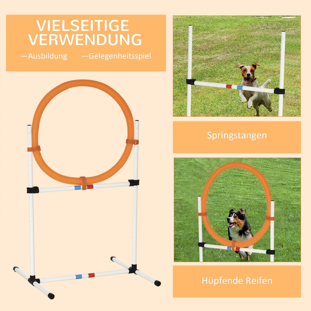 Výcvikový set PawHut pro psy skákací kruh agility přenosný PE bílý oranžový 74,5x66x91cm pro efektivní výcvik psů